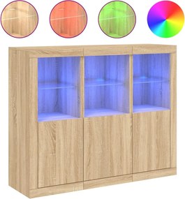 Příborníky s LED osvětlením 3 ks dub sonoma kompozitní dřevo 3209102