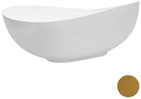 Besco Volně stojící vana z litého mramoru Siya Glam 172x100 Barva: Bílá/zlatá, Rozměry (cm): 171,5x101, Typ a barva výpustě: Click-Clack standard, chrom