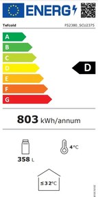Tefcold SCU2375 – Prosklená lednice na nápoje, dvoudveřová, 347 l, výška 184 cm (15934) – záruka 2 roky