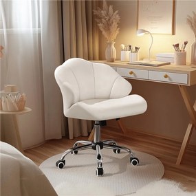 Kancelářská židle Yaheetech – bílá, 60 cm (šířka) × 60 cm (hloubka) × 76,5 cm – 86 cm (266901824875)