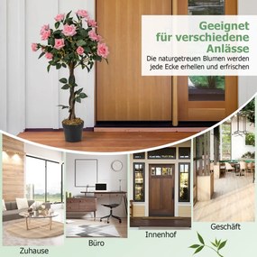 Costway 93 cm růže strom s 21 borovicových růží a přírodní kmen umělý strom
