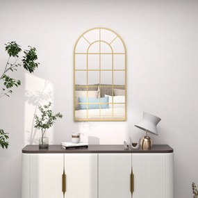 HOMCOM Nástěnné zrcadlo - Zrcadlo do šatny 110 x 65 cm Dekorativní zrcadlo s kovovým rámem Zavěšené zrcadlo do obývacího pokoje pro ložnici Zlaté