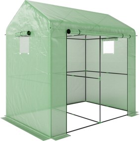 Skleník do zahrady Outsunny PE, balkonový skleník, vyztužená plachta 135 g/m², ocelový rám, rolovací zip, pro zeleninu, květiny, vnitřní i venkovní p…