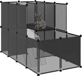 Klec pro malá zvířata černá 142 x 74 x 93 cm PP a ocel 340573