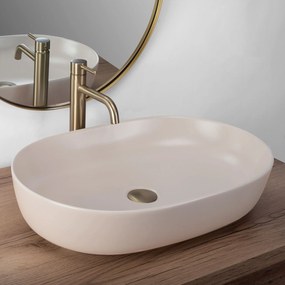 Rea Cleo, umyvadlo na desku 605x410x140 mm, béžová matná, REA-U9655