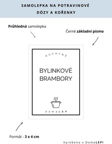 Samolepka na kořenky BYLINKOVÉ BRAMBORY průhledná 3 × 4 cm základní písmo