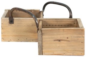 Dřevěný dekorační box s kovovými uchy – 38x22x9 cm