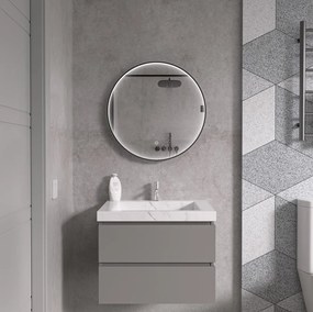 Erga Charlotte, kulaté LED zrcadlo 60cm, černý kovový rám, 1380 lm, 6500K, přední boční osvětlení, ERG-V01-204-6060-BK