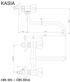 Mereo Kasia dřezová nástěnná baterie 150 mm s ramínkem trubkovým 18 mm 200 mm mosaz chrom CBS301