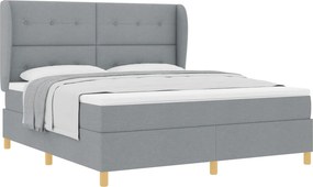 Postel s boxspringem s čelo Světle šedá 200 x 180 cm textil 3340767