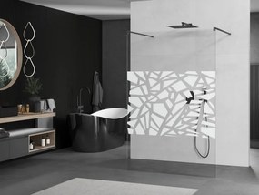 Mexen Kioto, sprchová zástěna Walk-In 100 x 200 cm, 8mm čiré sklo bílý vzor, ​​grafitový profil, 800-100-002-95-85