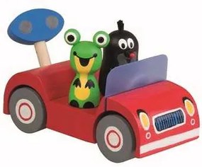 Detoa Dřevěné auto červené - Krtek na výletě