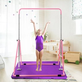Costway Dětská gymnastická tyč, výškově nastavitelná hrazda, 90-130 cm, skládací