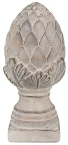 Šedá dekorace šiška na podstavci s ornamenty ve tvaru lístků Pine S – 12x26 cm