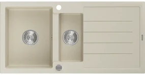 Mexen Andres 1,5-miskový granitový dřez s odkapávačem  1000 x 500 mm, Béžová - 6515101510-69