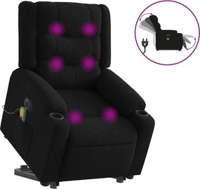 Elektrické zvedací masážní polohovací křeslo černé textil 3206584