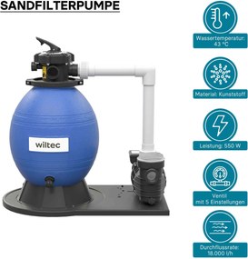 Bazénové čerpadlo Wiltec – 550 W, 38 l, 18000 l/h (63346)