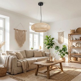 Toolight Toolight, závěsné stropní svítidlo 50cm, 3xE27, APP1909-3CP, přírodní hnědá-černá, OSW-66057