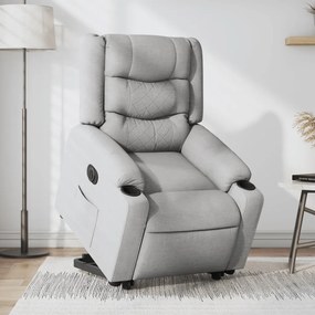 Elektrické zvedací polohovací křeslo světle šedé textil 3206579