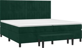 Box spring postel s matrací tmavě zelená 200x200 cm samet 3137986