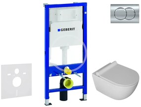 Geberit - Set předstěnové instalace, klozetu Gaia a sedátka softclose, tlačítko Delta01, lesklý chrom