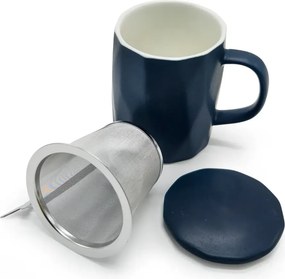 Porcelánový hrnek Lilie, 350 ml – se sítkem, víčkem a úchytem ve tvaru kolibříka