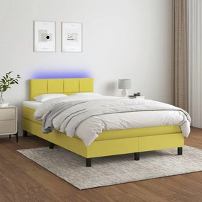 vidaXL Box spring postel s matrací a LED 120 x 200 cm textil [3133147] Barva: tmavě hnědá