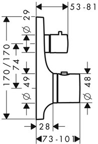 Axor Massaud - Termostatická baterie pod omítku s uzavíracím ventilem, chrom 18745000