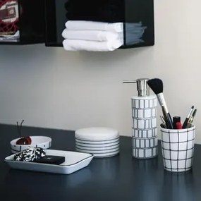 Spirella kelímek na zubní kartáčky bílo-černý / porcelán