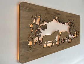 Li-Go "Koně" světelný obraz 230V 120x60cm provedení povrchu: dub světlý