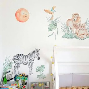 INSPIO Dětské samolepky na zeď - Slon a zebra ze safari