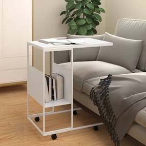 Odkládací stolek s kolečky bílý 55x36x63,5 cm kompozitní dřevo