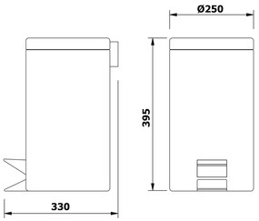 Aqualine SIMPLE LINE odpadkový koš kulatý 12l, nerez lesk 27112