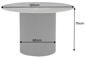 Kulatý jídelní stůl Parthenia 120 cm vzor šedý mramor