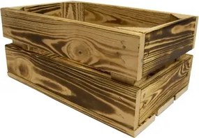 CALTER Dřevěná bedýnka opalovaná / Bedýnka / 32 x 20 x 14 cm