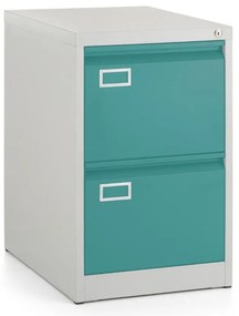Kovová kartotéka A4 - 2 zásuvky, 45,5 x 62 x 71,5 cm, cylindrický zámek, zelená - ral 6033