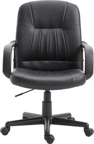 Ergonomická a otočná kancelářská židle Vinsetto, kancelářské křeslo s nastavitelnou výškou v umělé kůži 60x60x94-103cm Černá | Aosom