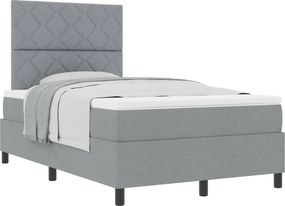 Postel s boxspringem s čelo Světle šedá 120 x 200 cm textil 3339455