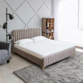 Čalouněná postel KAISA 140x200, šedohnědá Velvet / zlatý chrom Kondela 0000264348