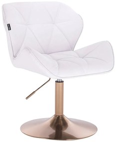 Kosmetická židle MILANO zlaté kulaté podstavě - bílá