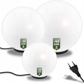 3x Zahradní lampa Kula 230V Bílá Nadzemní Led E27 Venkovní Kabel