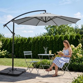 Zahradní slunečník ASTER s boční nohou 300 cm světle šedý