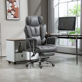 Kancelářská židle HOMCOM s funkcí polohování, ergonomická kancelářská židle, výškově nastavitelná otočná židle s podnožkou, čalouněná, max. nosnost 1…