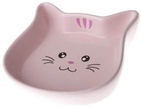 Keramiská miska pro kočky růžová 13,5 x 3,5 x 13,5 cm