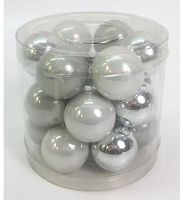Ozdoby skleněné, barva šedá, pr.3 cm, cena za 1 balení (18 ks)