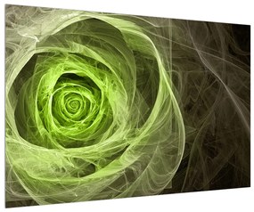 Abstraktní obraz zelené růže (90x60 cm)