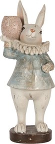 Dekorace figurka svícen králík v modrém kabátku - 11*10*29 cm