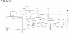 HALMAR GERSON pohovka s taburetem šedá