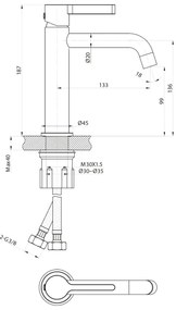 Sapho - Umyvadlová baterie ICONIC 18,7 cm matná černá