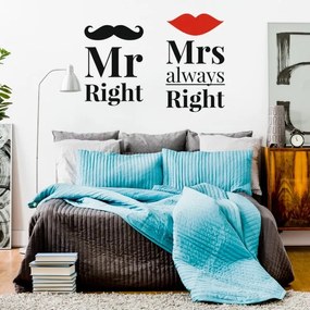 lovel.cz Samolepka na zeď Home - nápis - Mr Right & Mrs always Right N047